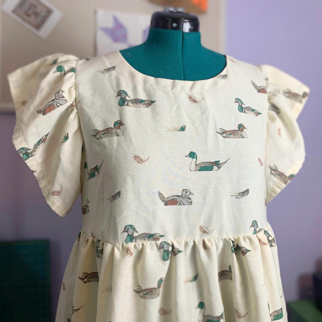 Upcycled Vintage Mallard Duck Sheet Ruffle Dress - Etsy
