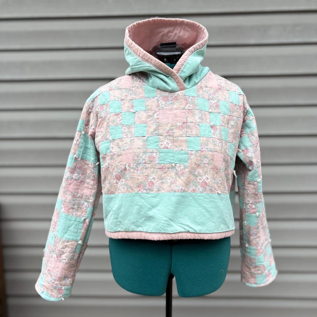Upcycled Handmade Vintage Patchwork Quilt Hoodie Sweatshirt Jacket Coat ...