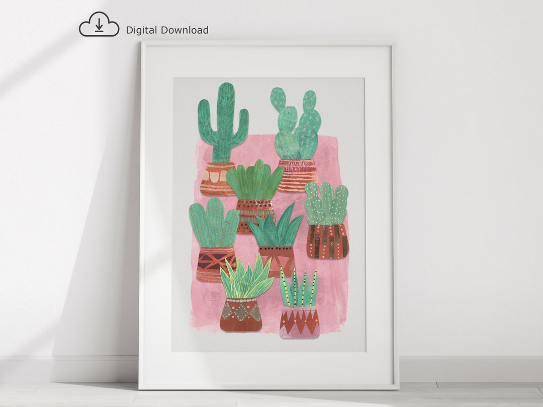 Potted Cacti Printable Wall Art Print Digital Download Printable ...
