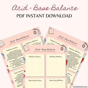 Nursing School Acid Base Balance Template and Study Guide - Etsy