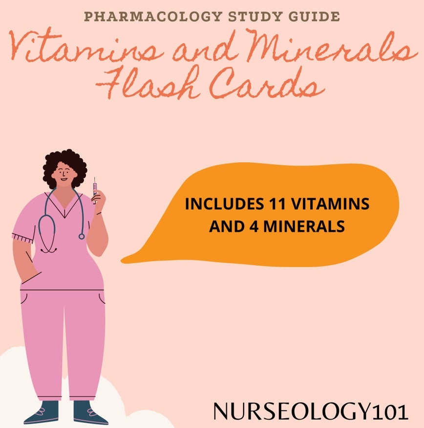 Nursing School Vitamins and Minerals Flash Cards - Etsy