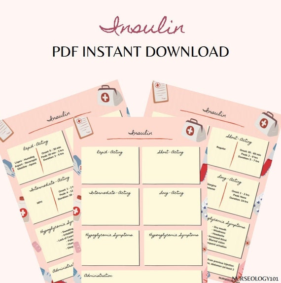Nursing School Insulin Template and Study Guide - Etsy