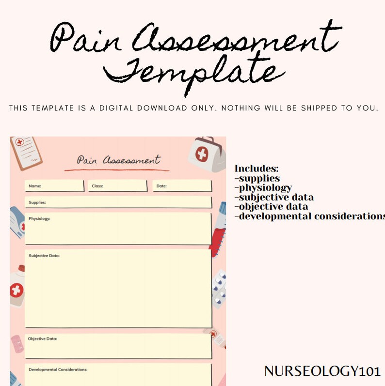 Nursing School Pain Assessment Template - Etsy