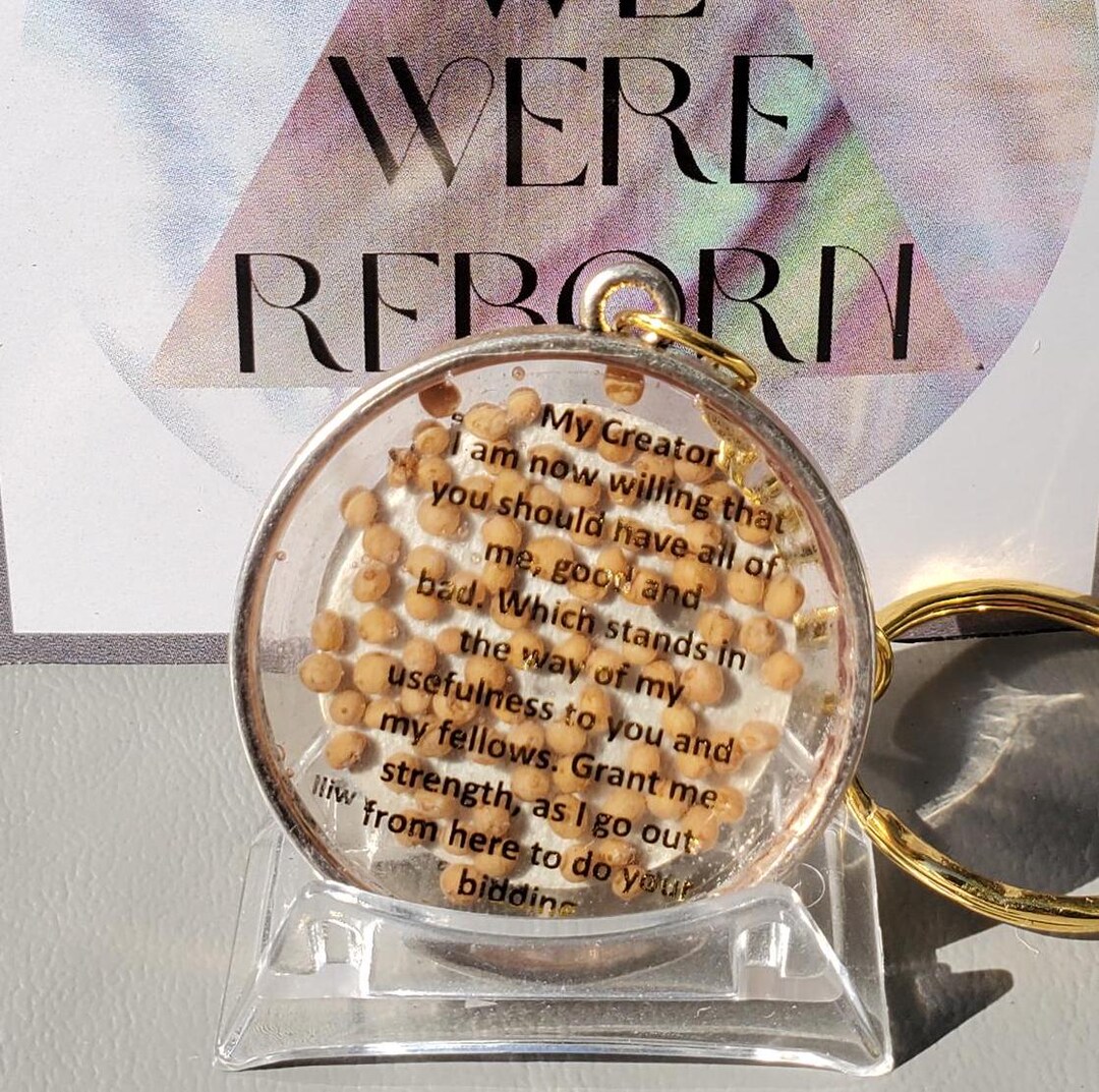 MUSTARD SEED Prayer Recovery Keychain, Sobriety Coins, AA Coins, Faith ...