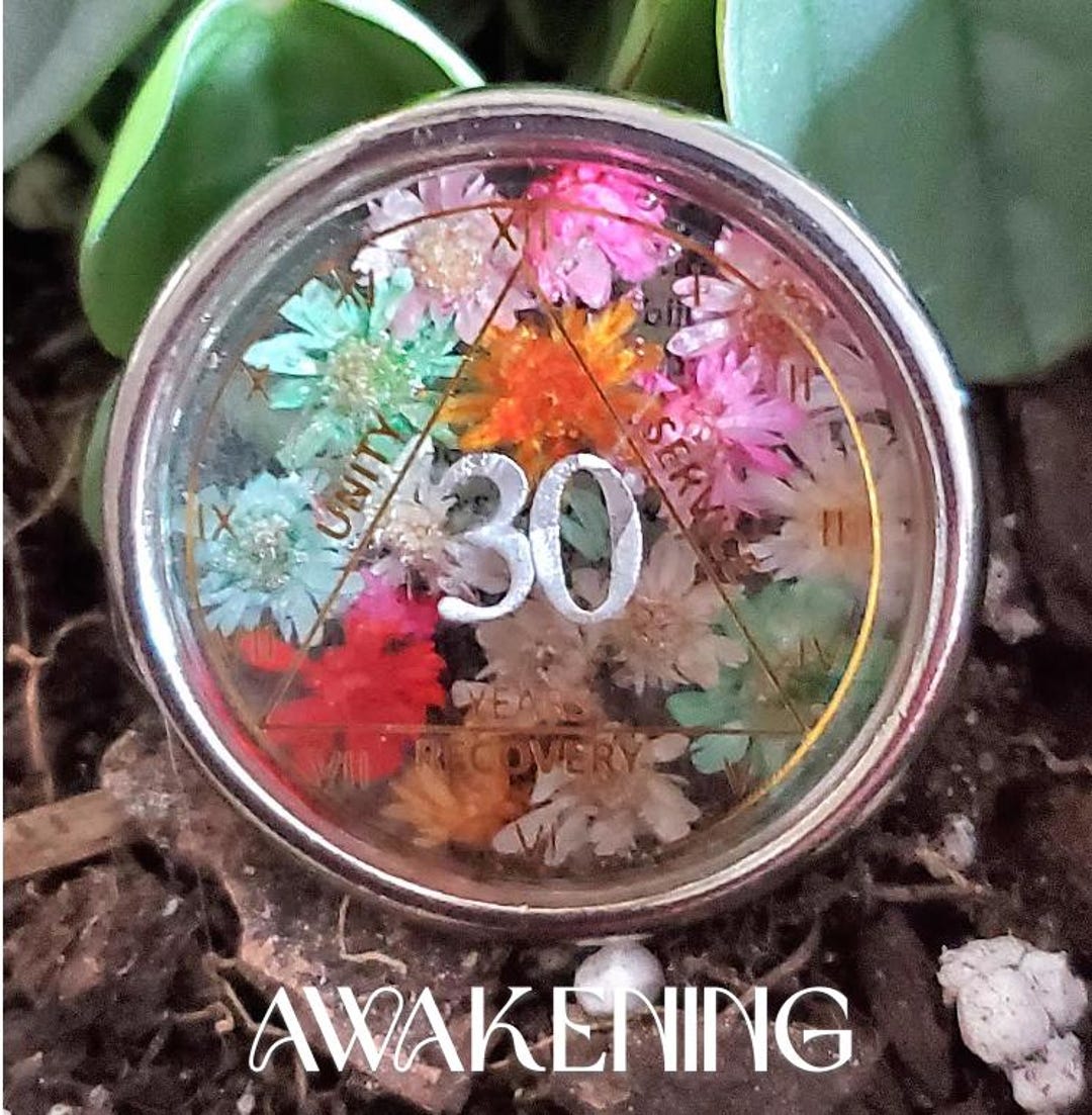 Handmade Spiritual Awakening AA Coin: Silver Bezel Sobriety Gift - Etsy