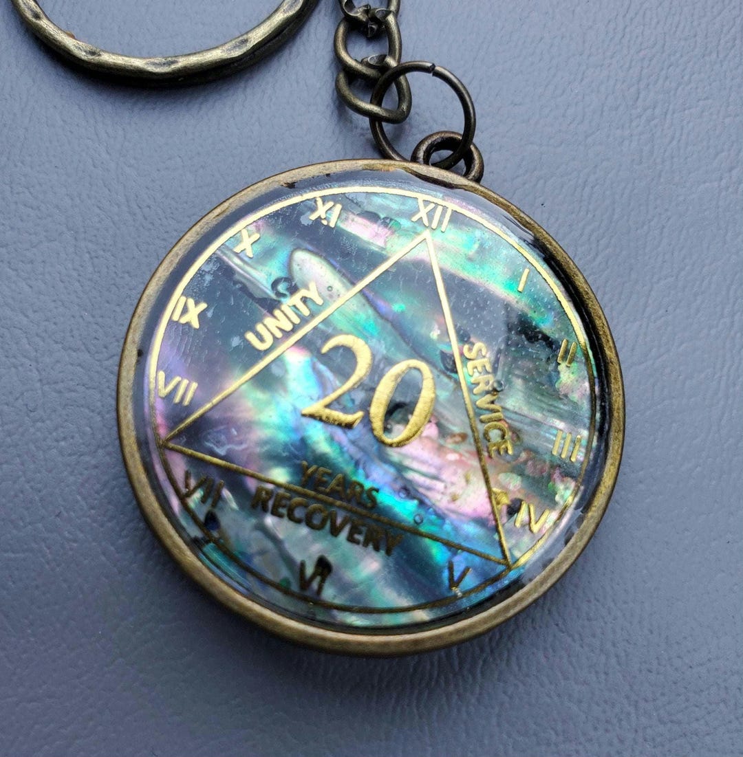 NATURAL ABALONE Sobriety Coin, AA Coins, Recovery, Medallions, 12 Step ...