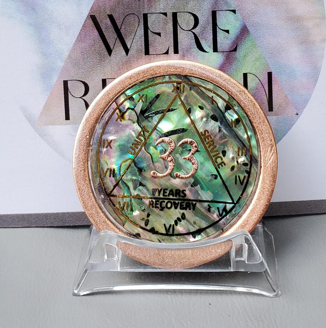 Copper NATURAL ABALONE Sobriety Coin, AA Coins, Recovery, Medallions ...