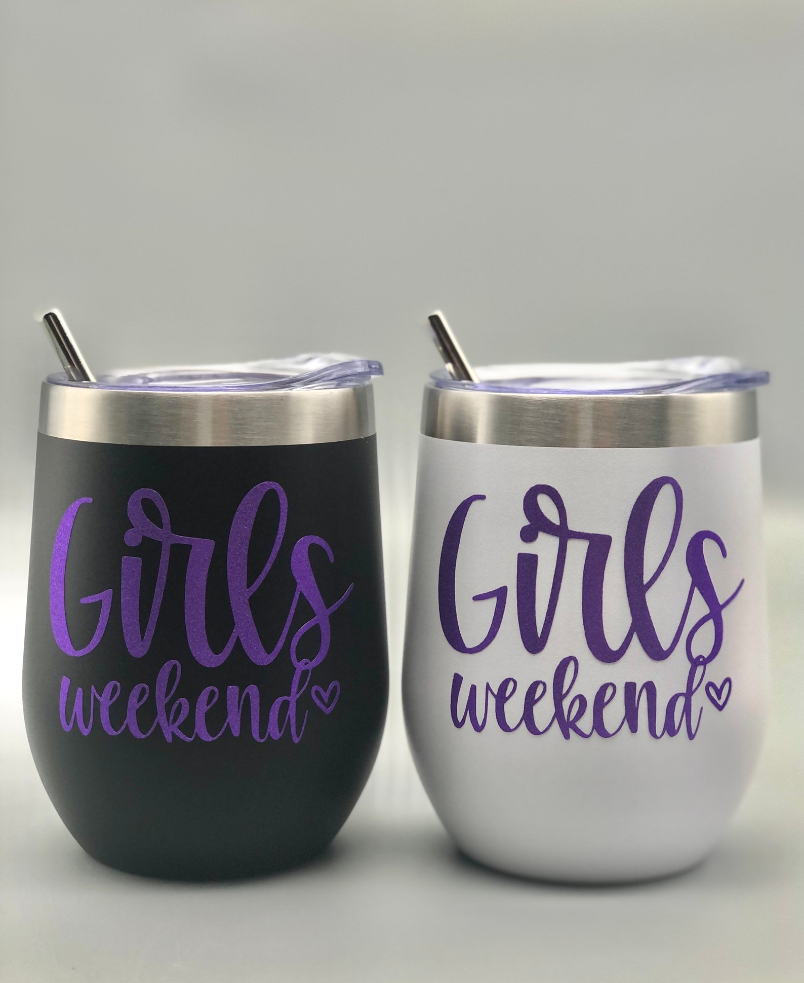 Girls Weekend Stainless Steel Wine Tumbler 12 Oz With Lid, Stainless ...
