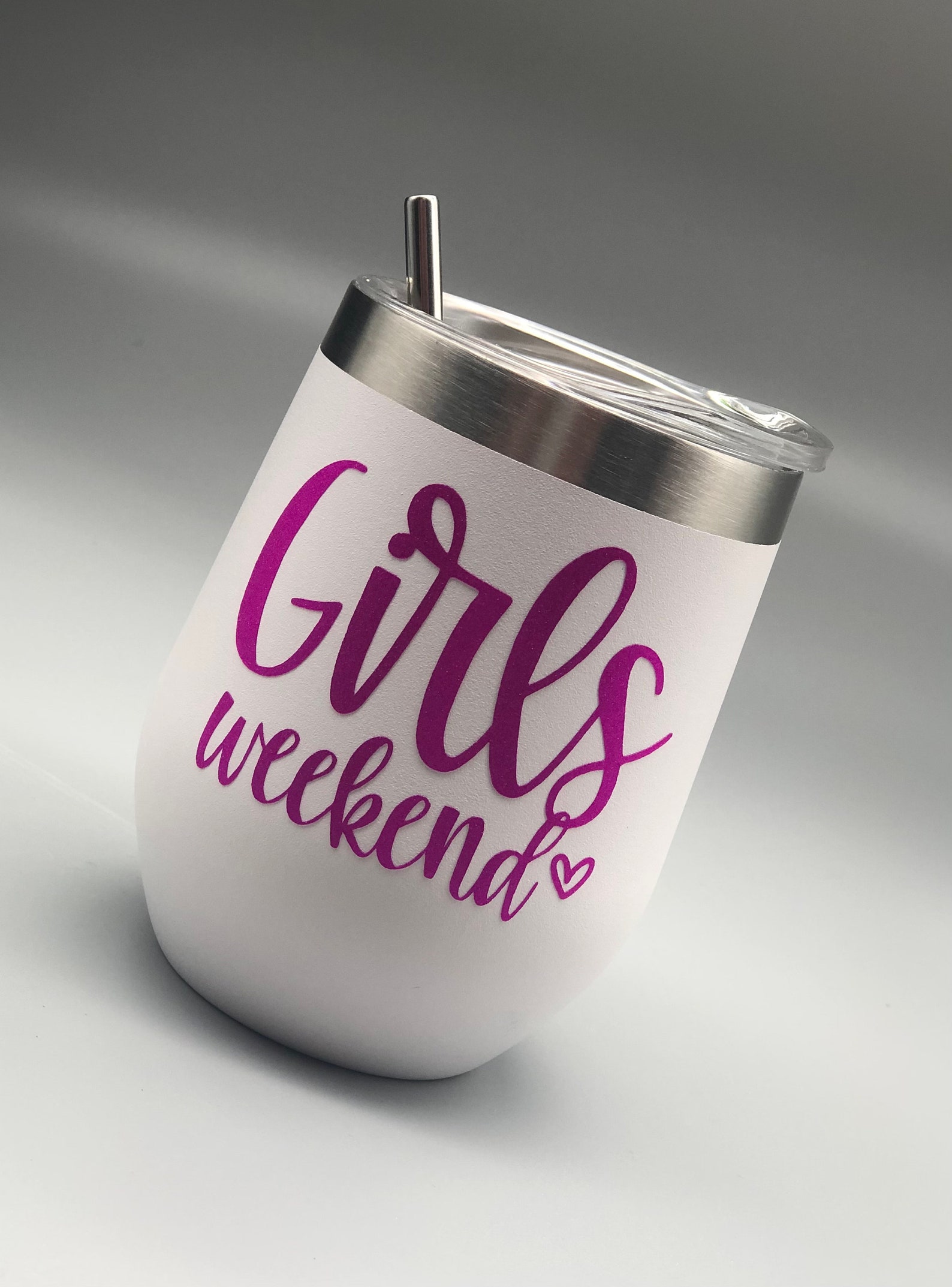 Girls Weekend Stainless Steel Wine Tumbler 12 Oz With Lid, Stainless ...