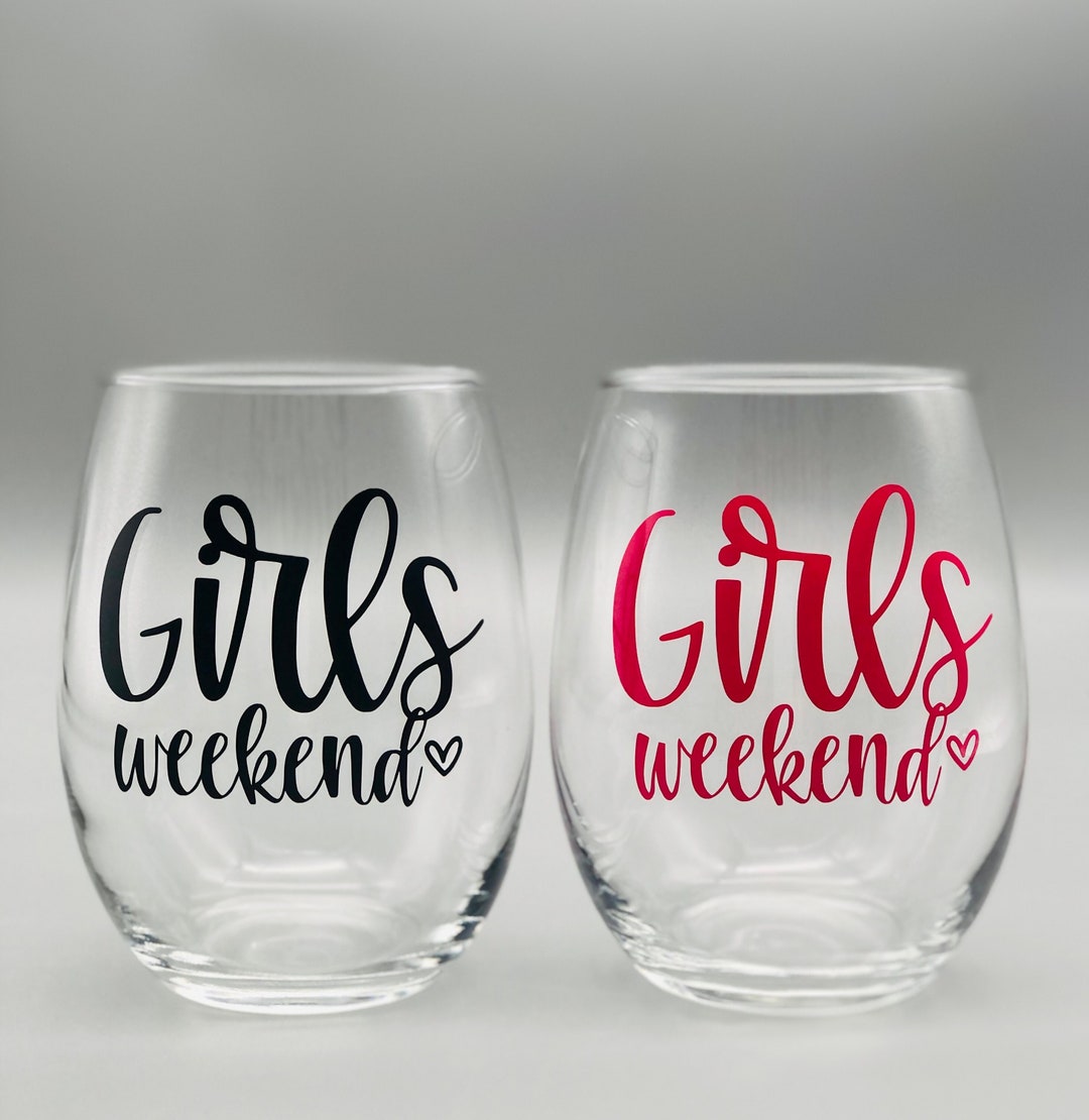 Girls Weekend Stemless Wine Glass 21 Oz.| Custom | Gift | Girls Trip ...