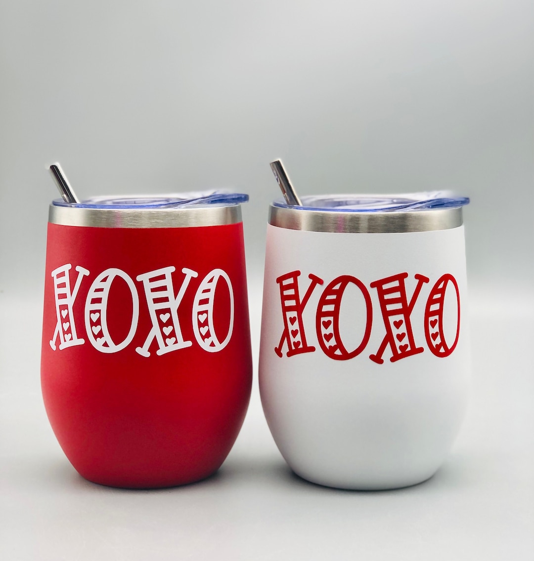 XOXO Stainless Steel Wine Tumbler 12 Oz With Lid, Stainless Steel Straw ...