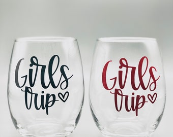 Girls Weekend Stemless Wine Glass 21 Oz.| Custom | Gift | Girls Trip ...