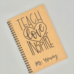 Teacher Notebook Personalized 5x8 Gift | Teach Love Inspire | Teaching ...
