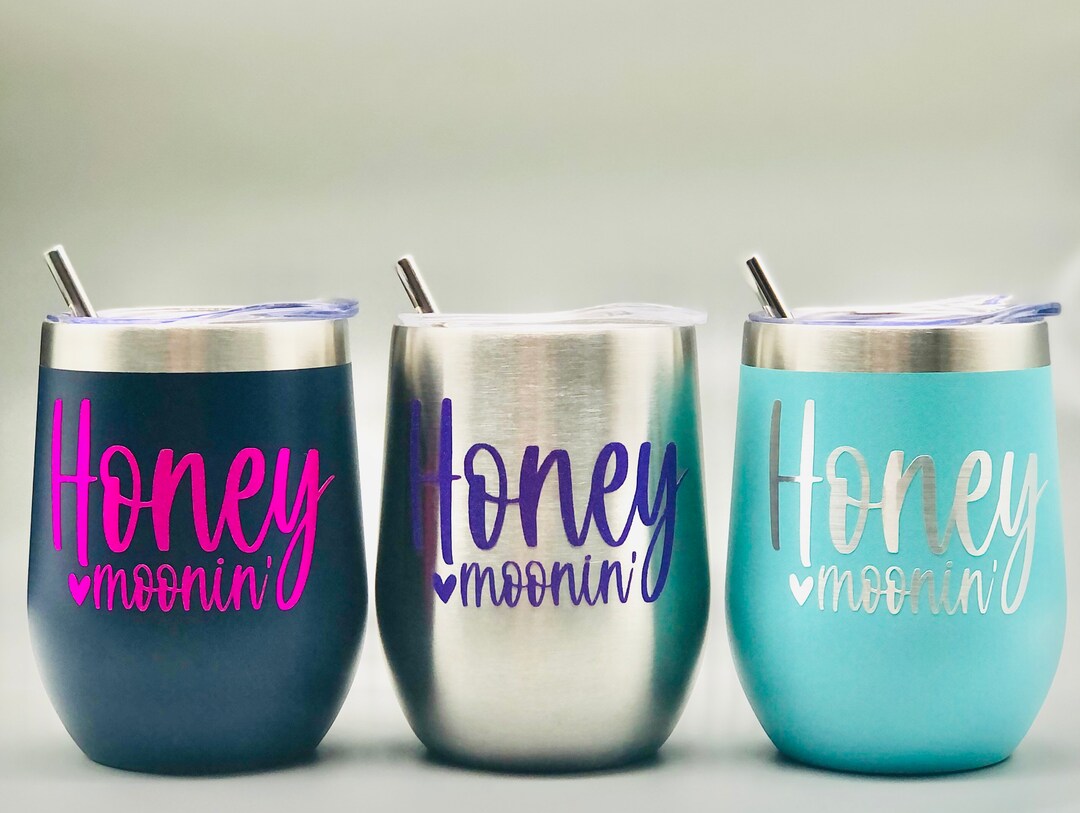 Honey Moonin' Stainless Steel Wine Tumbler 12 Oz With Lid, Stainless ...