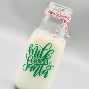 Milk for Santa Bottle 12 Oz With Lid & Straw| Merry Christmas | Holiday ...