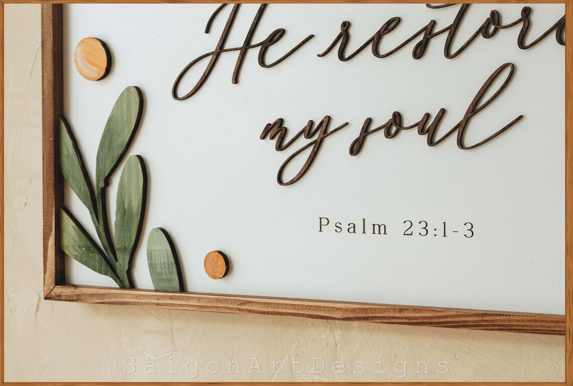He Restores My Soul - Bible Verse Signs - Scripture Sign - Christian ...