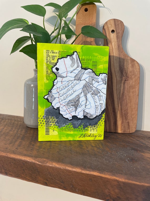Crumpled Grocery List Neon Green - Etsy