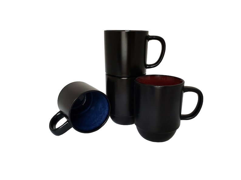 Blank Stackable Ceramic Coffee Mugs With Reactive Glaze Inside - Bulk ...