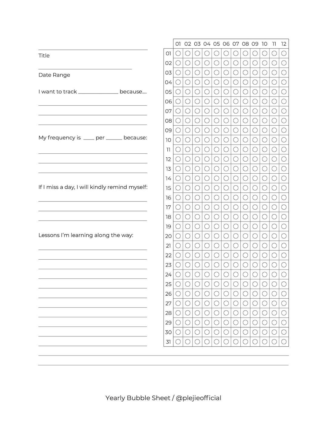 1 Habit in 1 Year Tracker Customizable Tracker Year Overview Digital ...