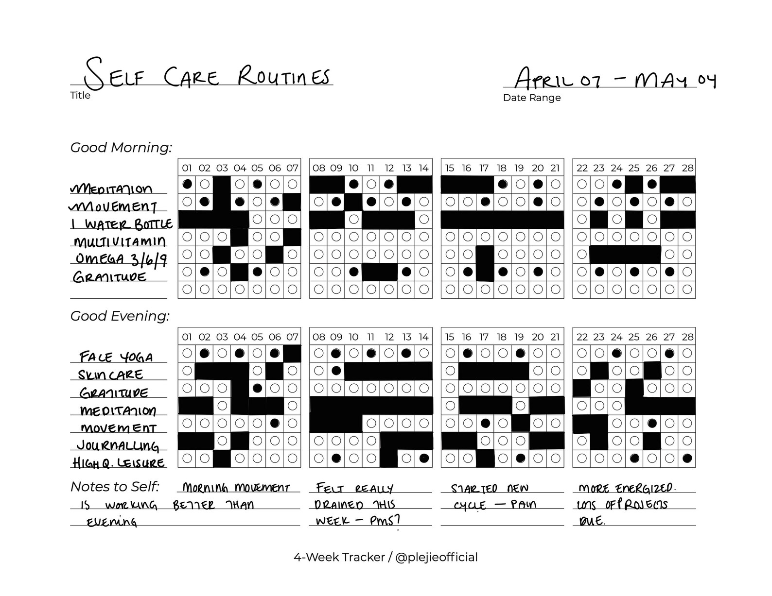 4-week Tracker | Customizable Habit Tracker | 4-week Overview | Digital ...
