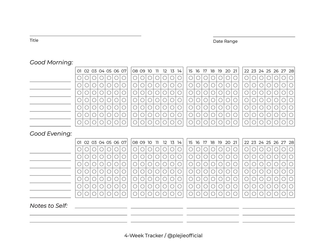 4-week Tracker | Customizable Habit Tracker | 4-week Overview | Digital ...