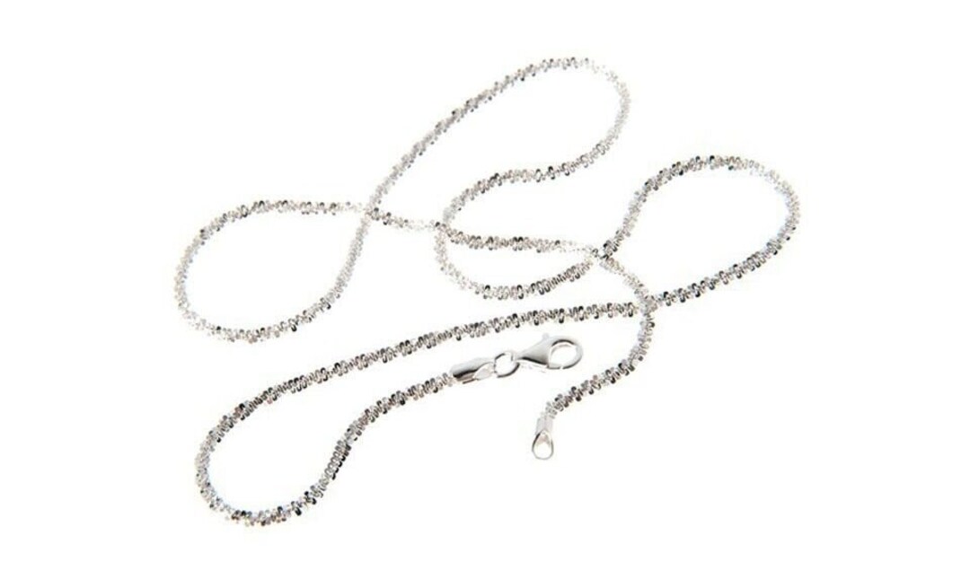 Italian 925 Solid Sterling Silver 1.5MM Diamond Cut Roc Chain Necklace ...