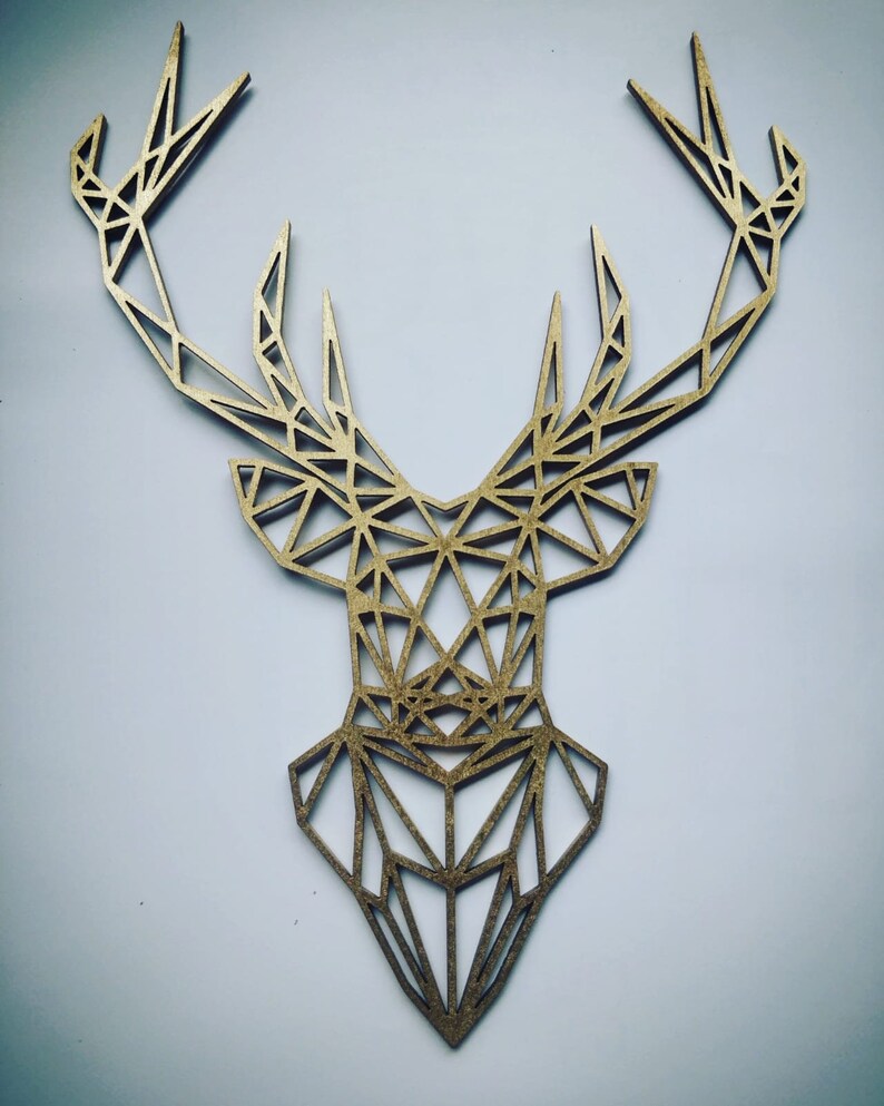 Geometric Wooden Stag - Etsy