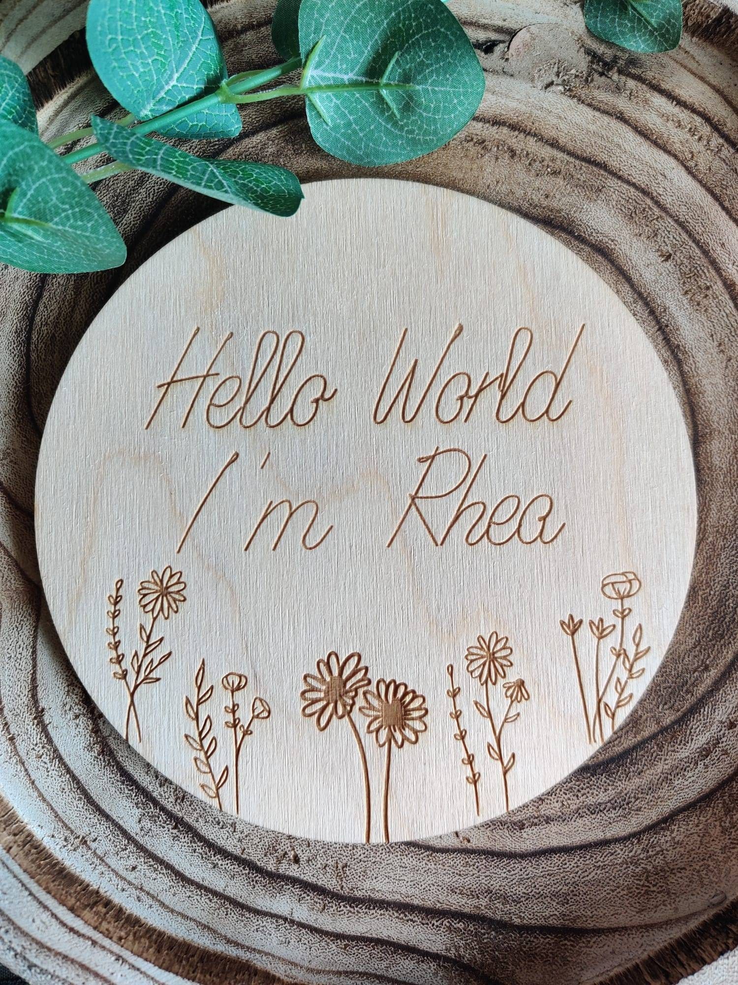 Personalised Hello World Baby Name Sign - Etsy UK