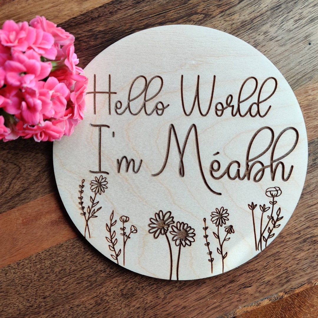 Personalised Hello World Baby Name Sign - Etsy