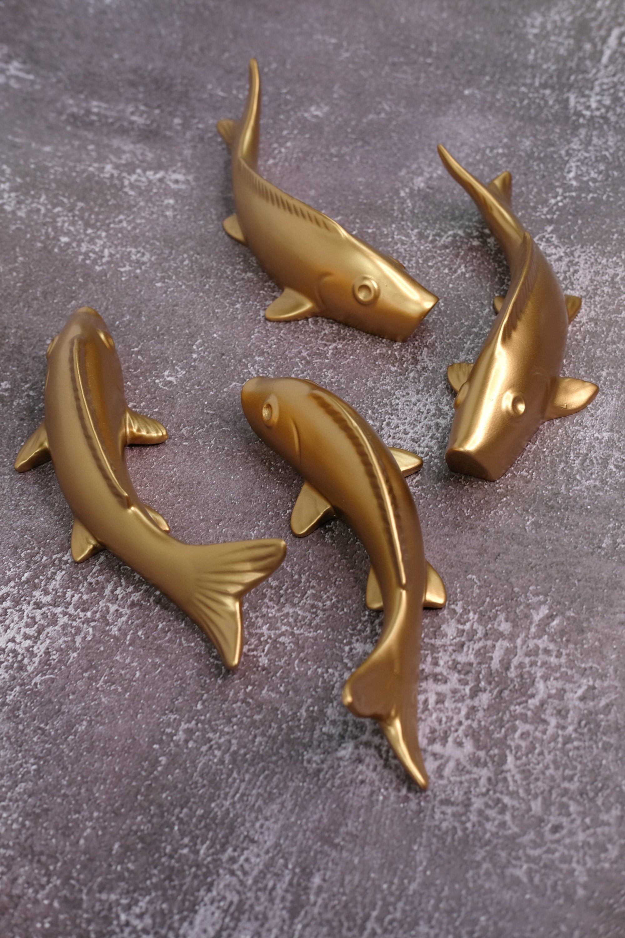 Gold Asian Hanging Sculpture Smooth Fish Wall Decor for Bedroom - Beach ...