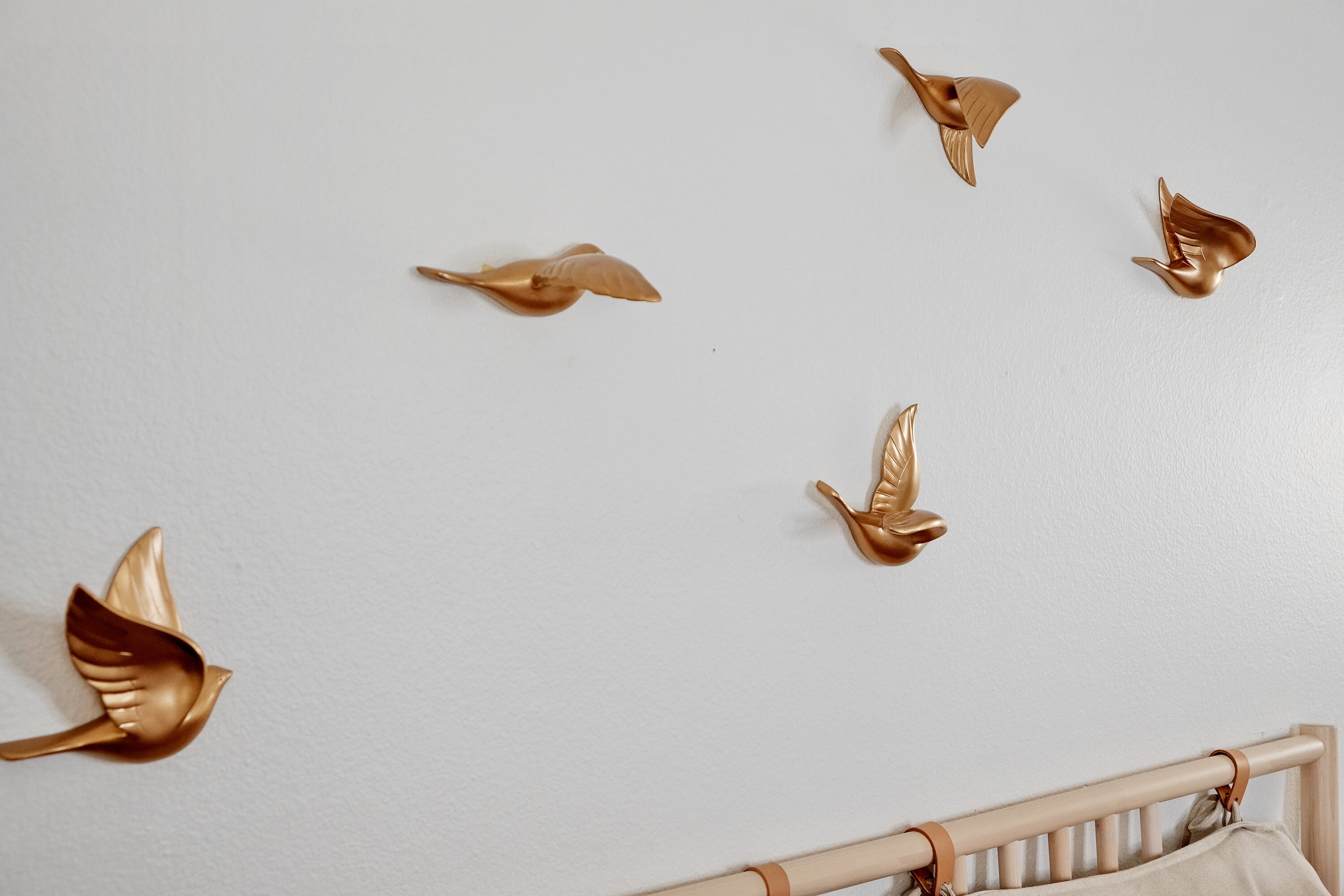 Flying Gold Sparrows Birds Wall Decor for Bedroom - Hanging Sculpture ...