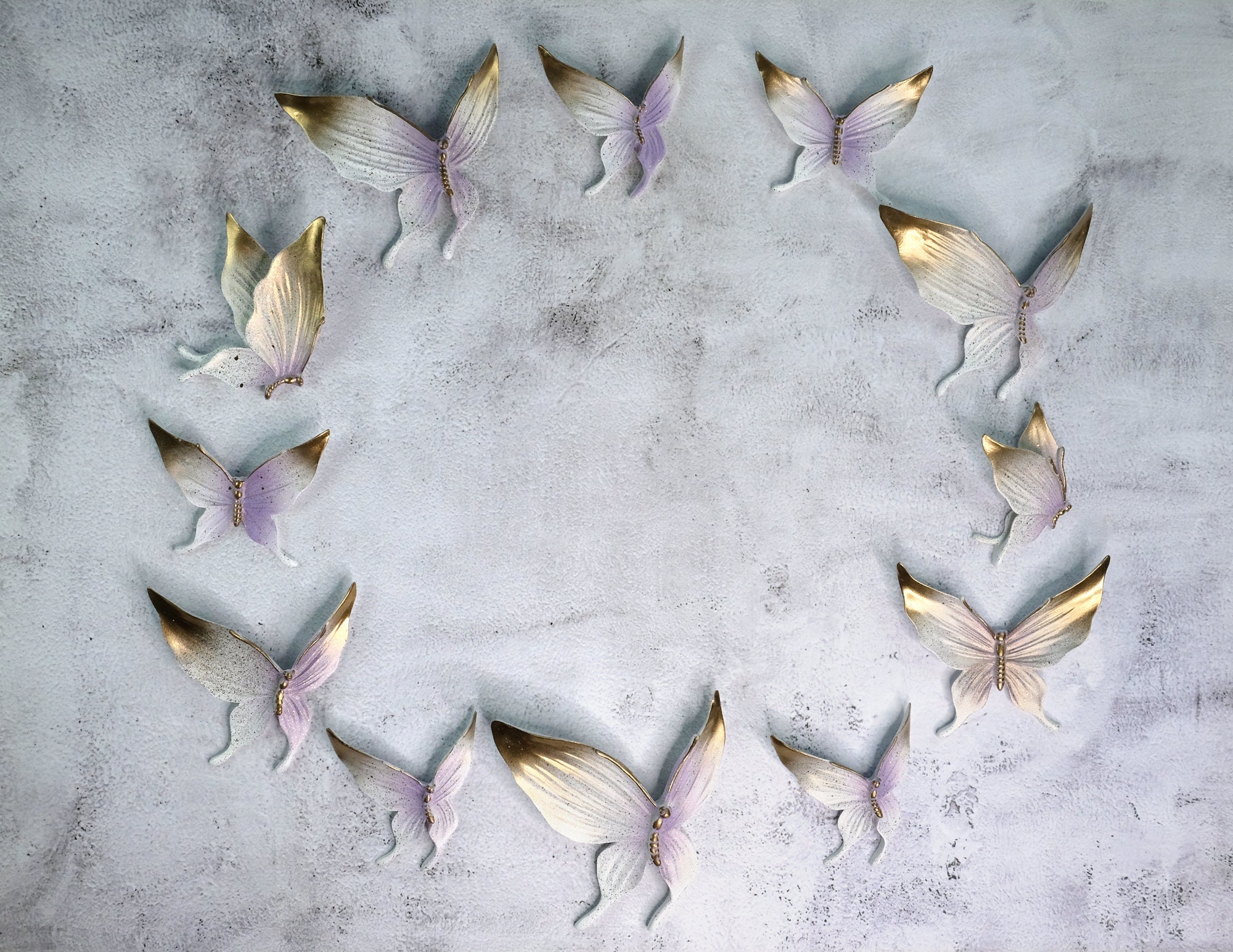 Small White Butterflies Wall Decor for Living Room Modern Gold Boho ...