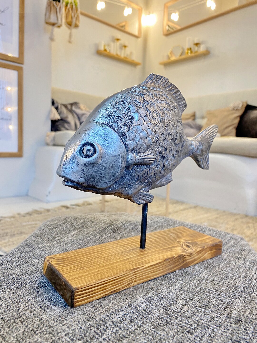 Asian Ocean Koi Fish Living Room Decor - Figurines Seaside Home Decor ...