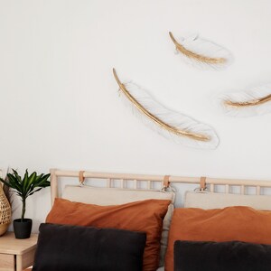 Large Gold 3D Feather Angel Wings Wall Decor Over Bed - Boho Wall ...