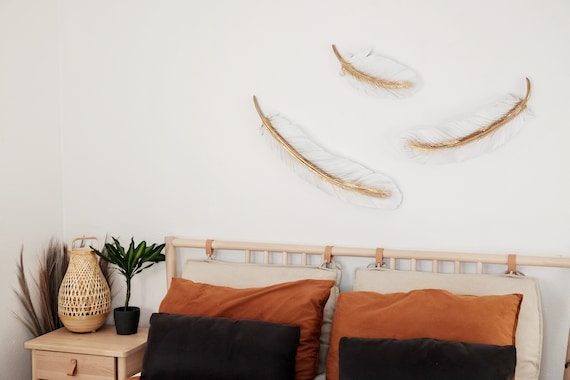 Large Gold Feather Angel Wings Wall Decor Over Bed Boho Wall - Etsy