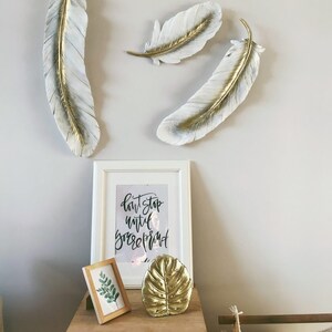 Large Gold 3D Feather Angel Wings Wall Decor Over Bed - Boho Wall ...