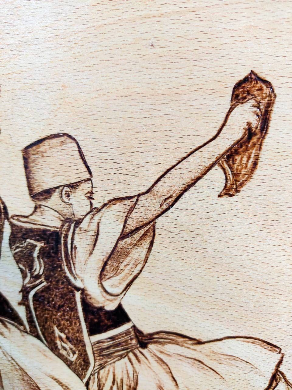 Albanian Art Korça Dancers. Wood Burning Patriotic Theme. Original ...