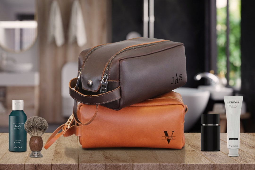 Personalized Leather Dopp Kit, Engraved Toiletry Bag, Anniversary Gift ...