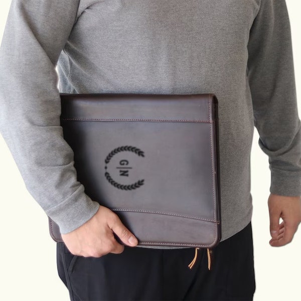 Leather Portfolio With Company Logo - Etsy