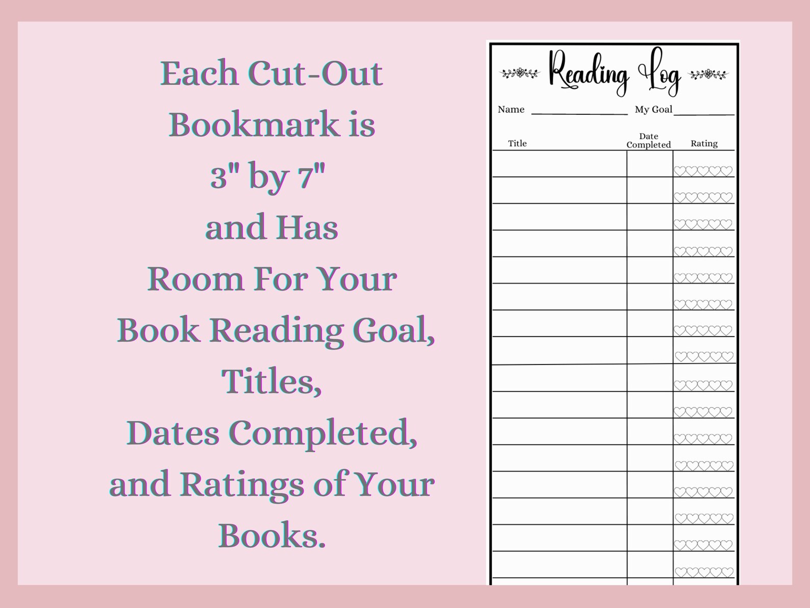 Pretty Library Card Bookmarks for Setting Reading Goals, Title of Books ...