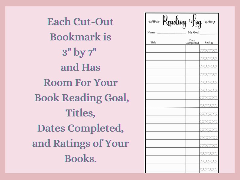 Pretty Library Card Bookmarks for Setting Reading Goals, Title of Books ...