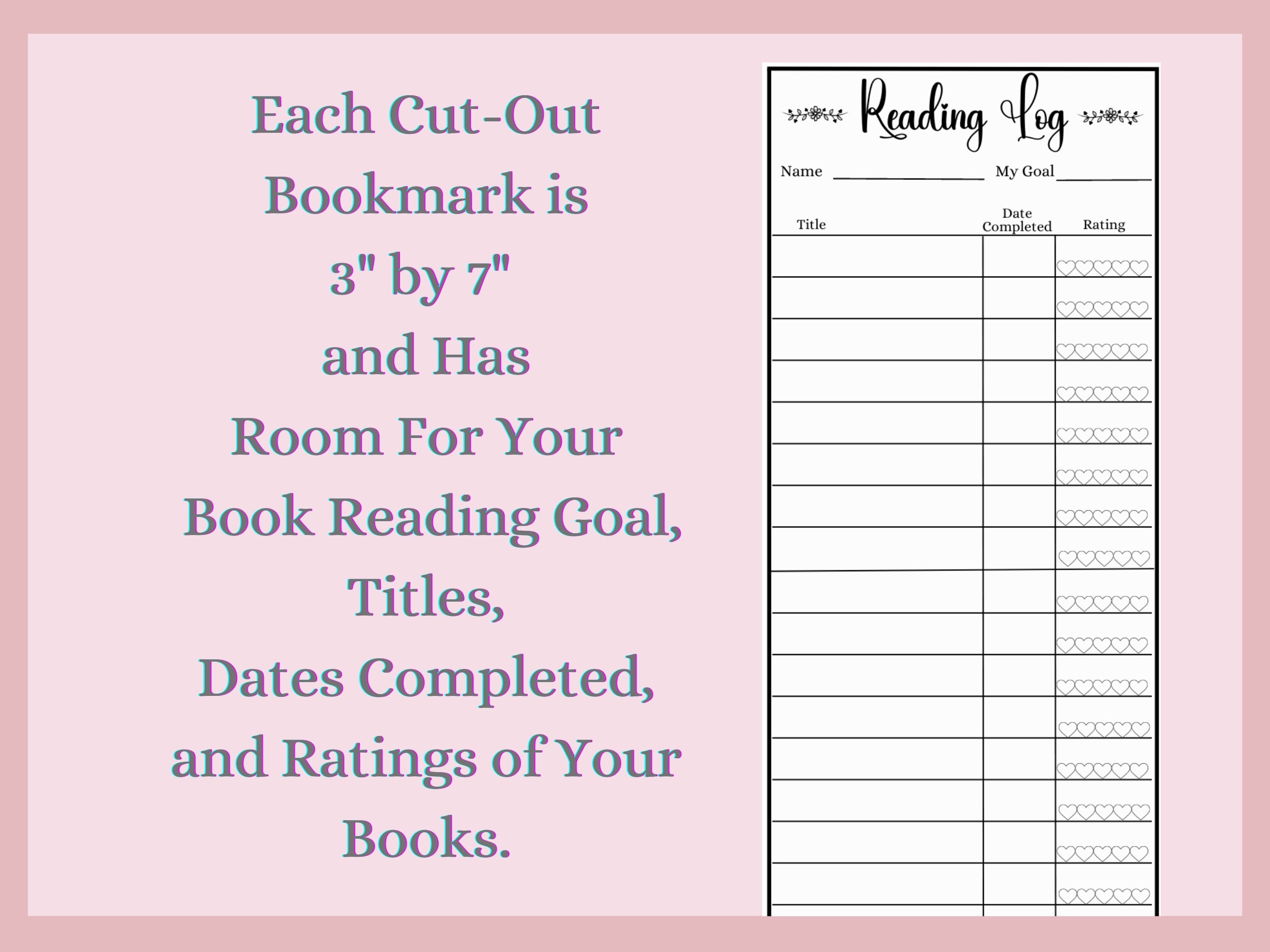 Pretty Library Card Bookmarks for Setting Reading Goals, Title of Books ...