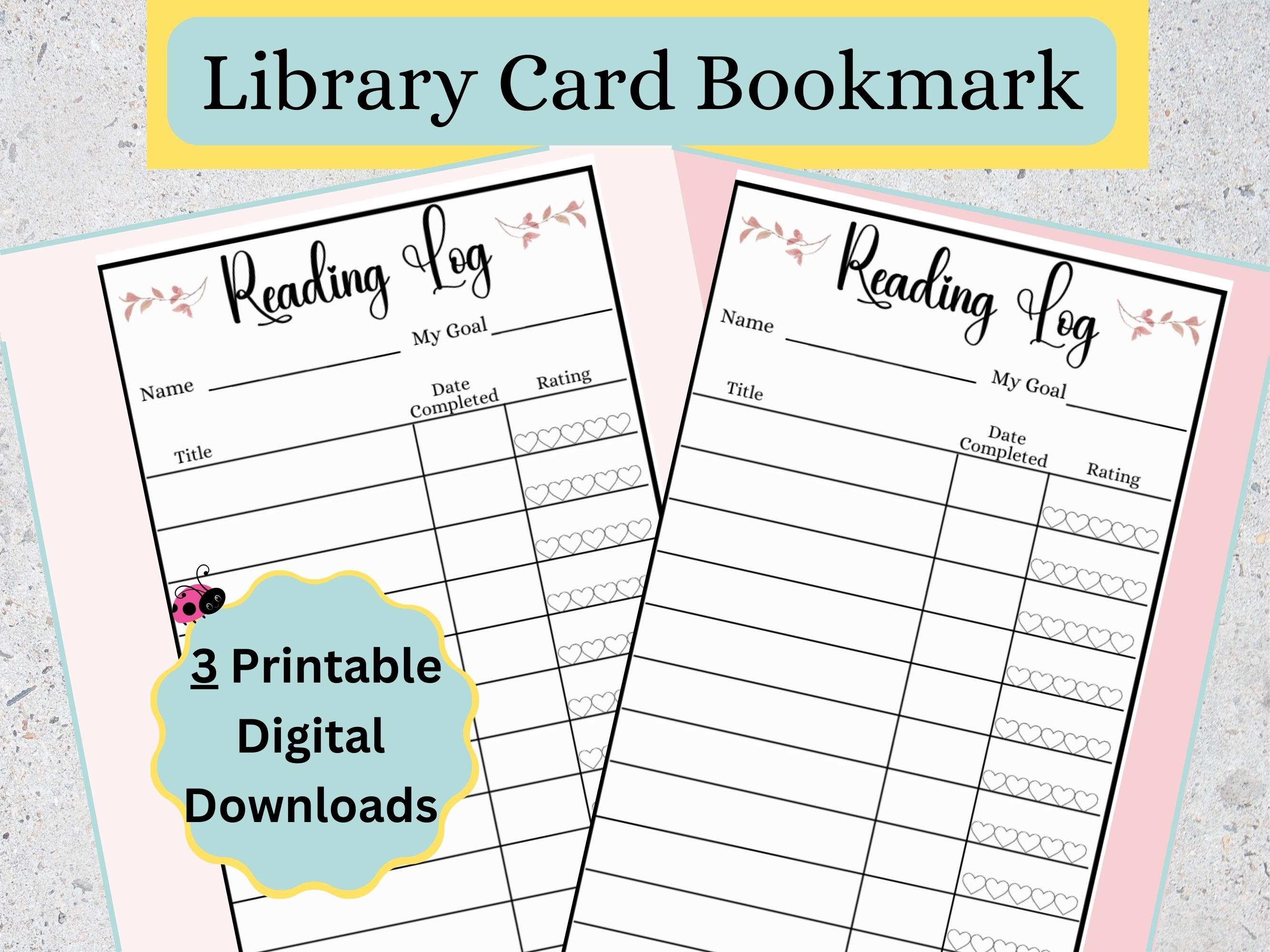 Library Card Bookmarks That Make a Great Book Tracker & Reading List ...