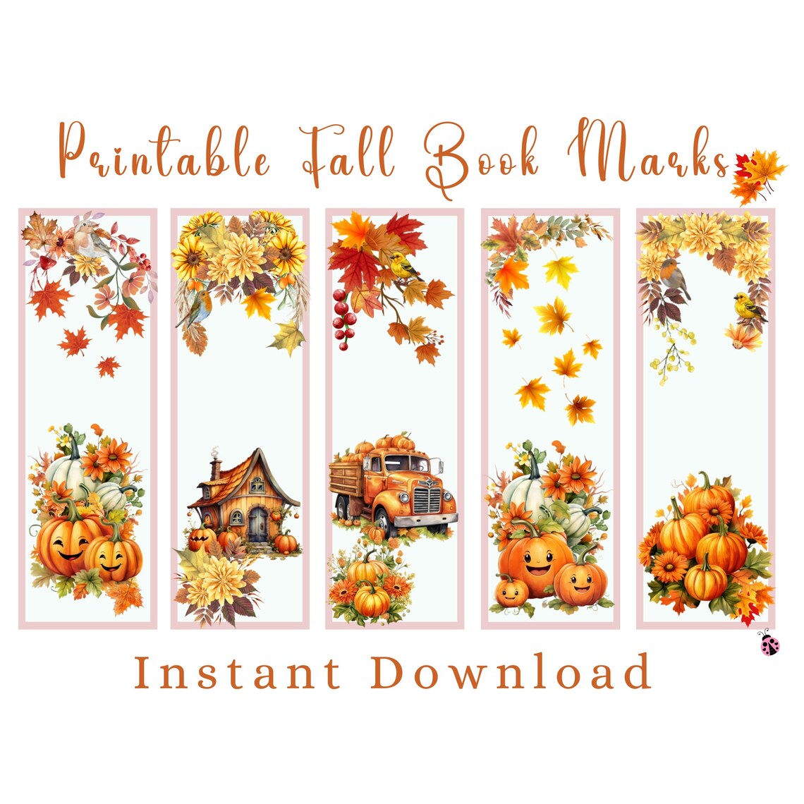 Beautiful Printable Fall Book Marks Bundle That Comes in A4 & US Letter ...