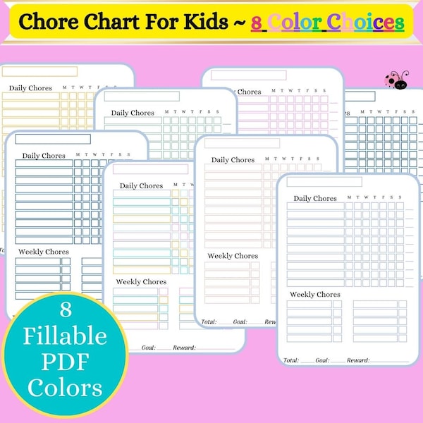 Chore Chart for Kids Kids Chore Chart Printable Chore Chart 8.5x11 Inch ...