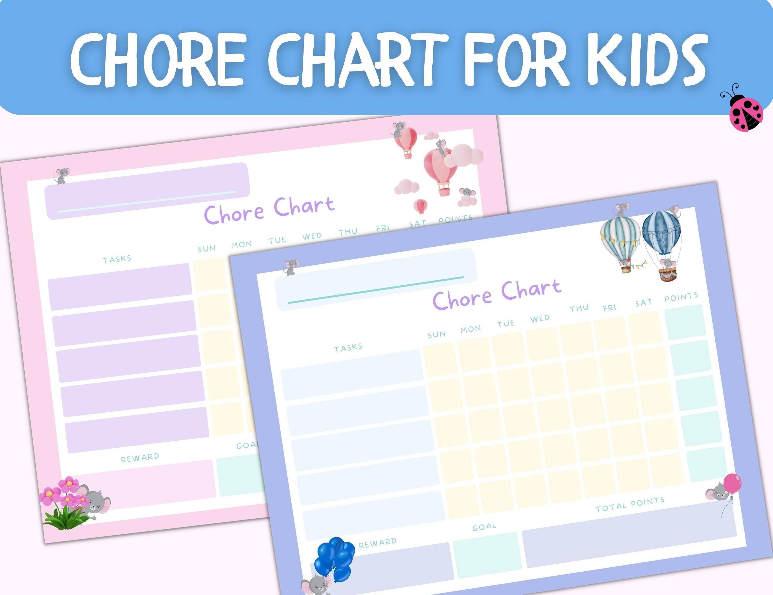 Chore Chart for Kids Kids Chore Chart Printable Chore - Etsy