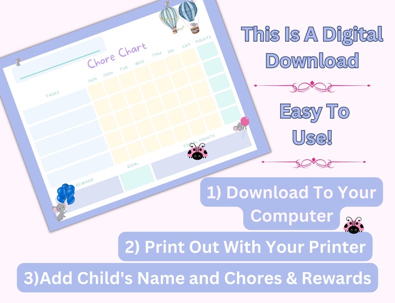 Chore Chart for Kids | Kids Chore Chart | Printable Chore Chart | 8 ...