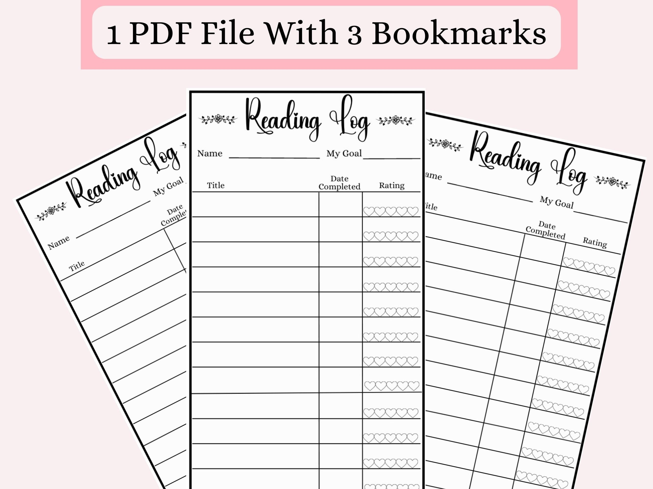 Pretty Library Card Bookmarks for Setting Reading Goals, Title of Books ...