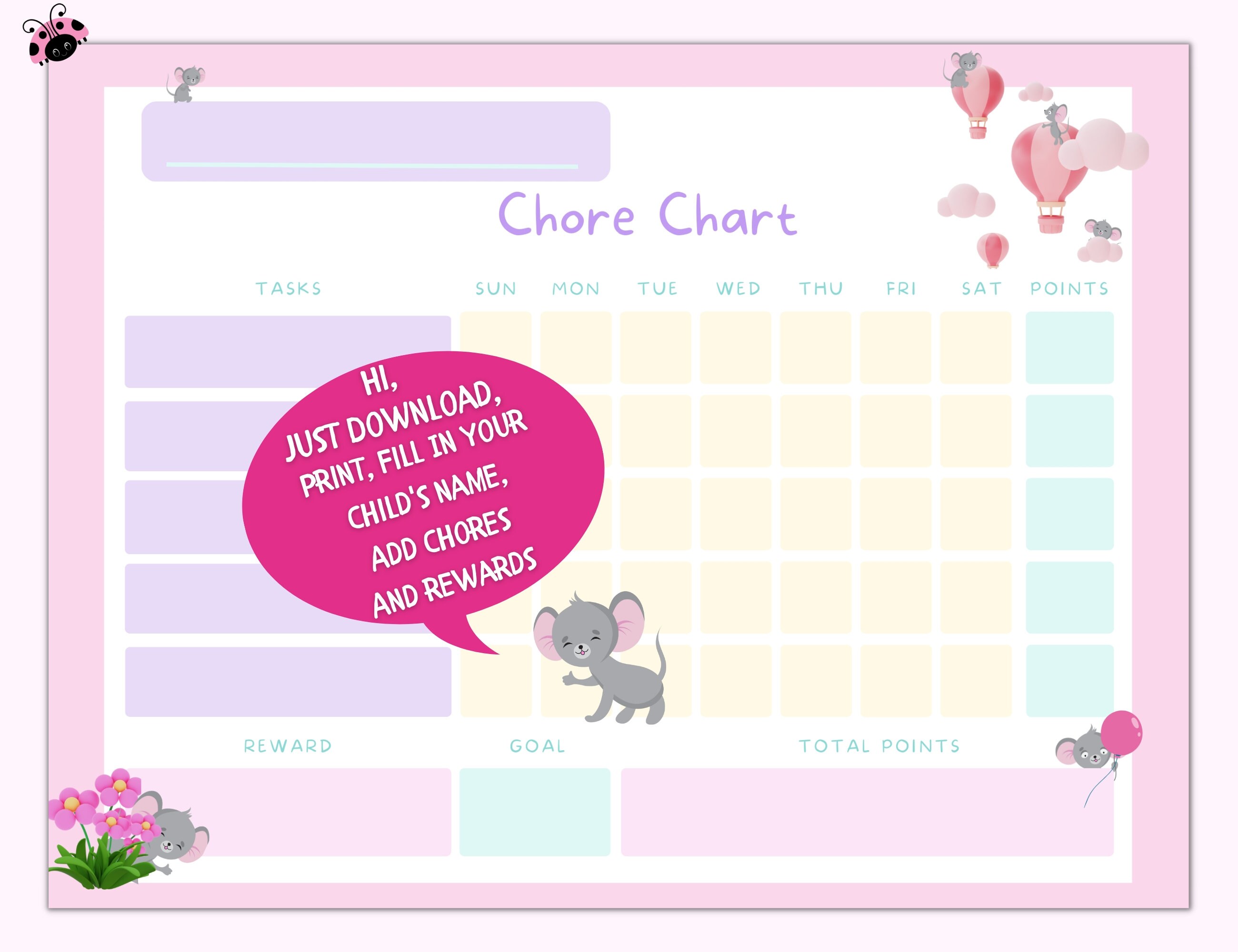 Chore Chart for Kids | Kids Chore Chart | Printable Chore Chart | 8 ...
