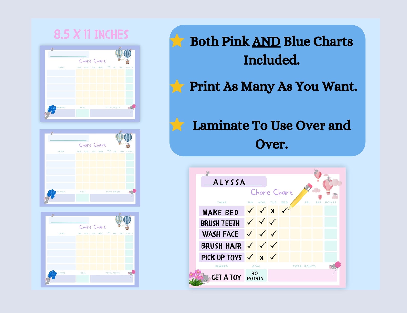 Chore Chart for Kids | Kids Chore Chart | Printable Chore Chart | 8 ...